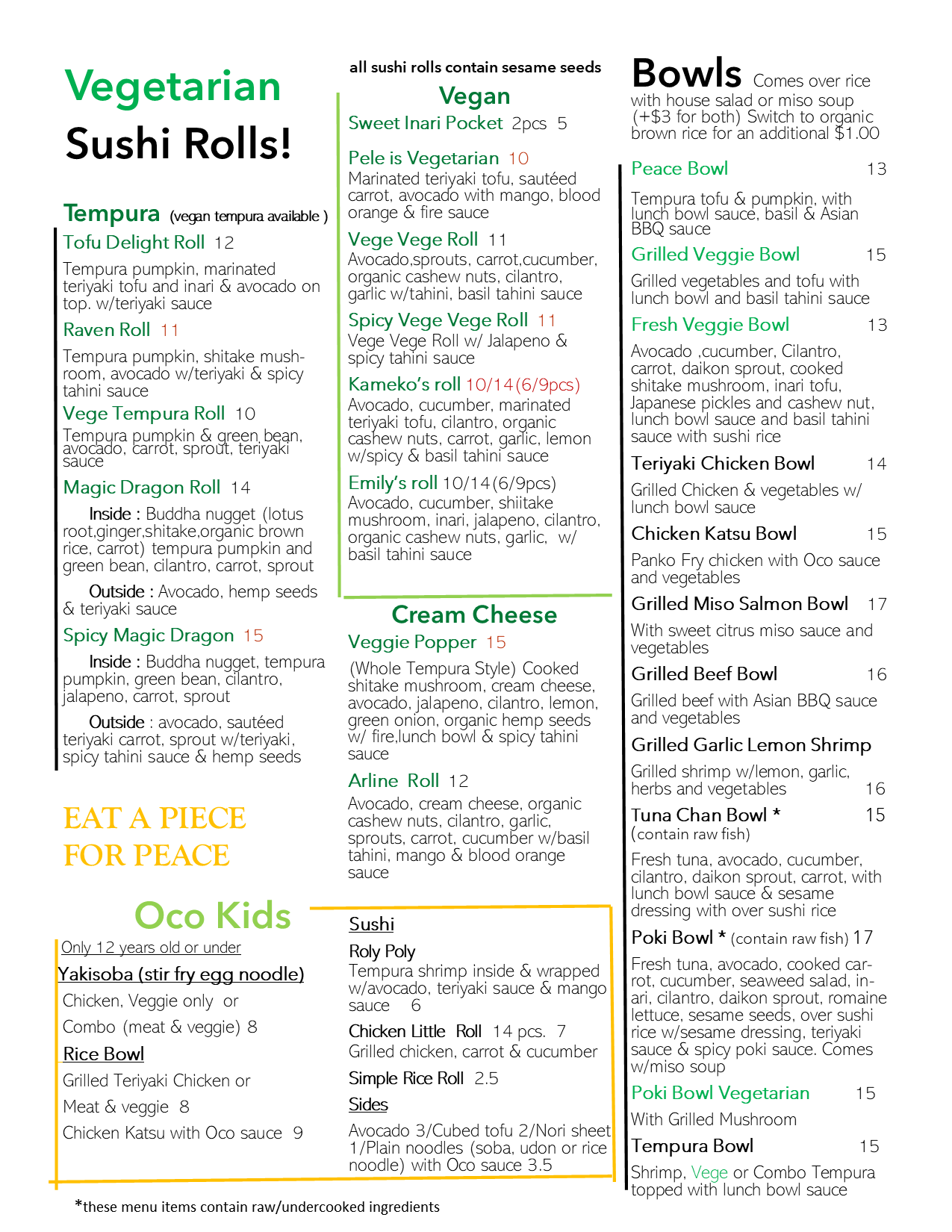 MENU – OCO TIME & IT'S TIME