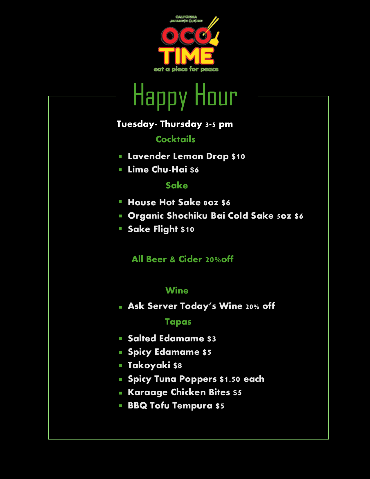 Happy Hour – OCO TIME & IT'S TIME