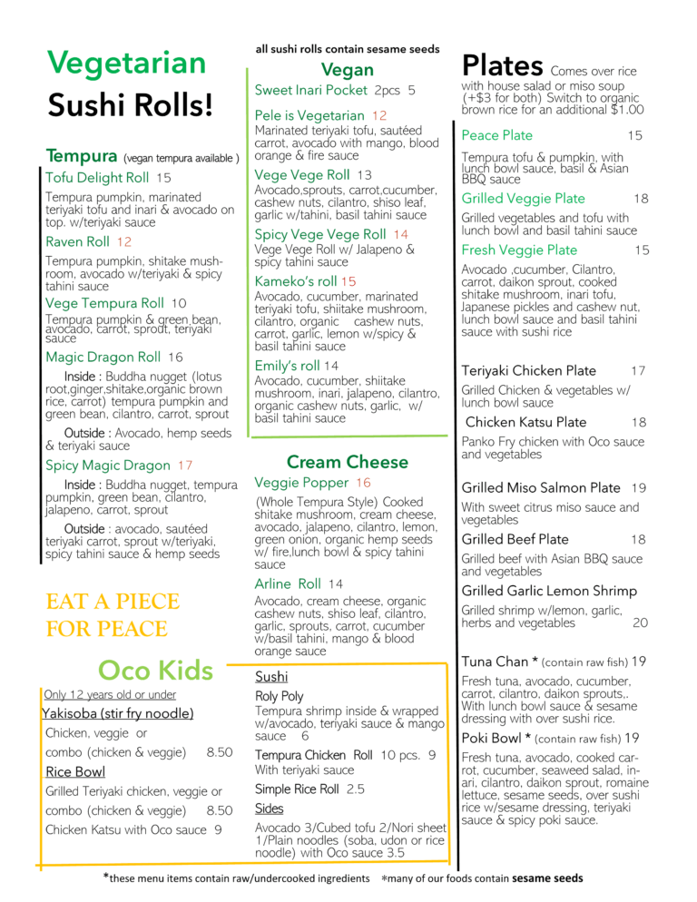 MENU – OCO TIME & IT'S TIME